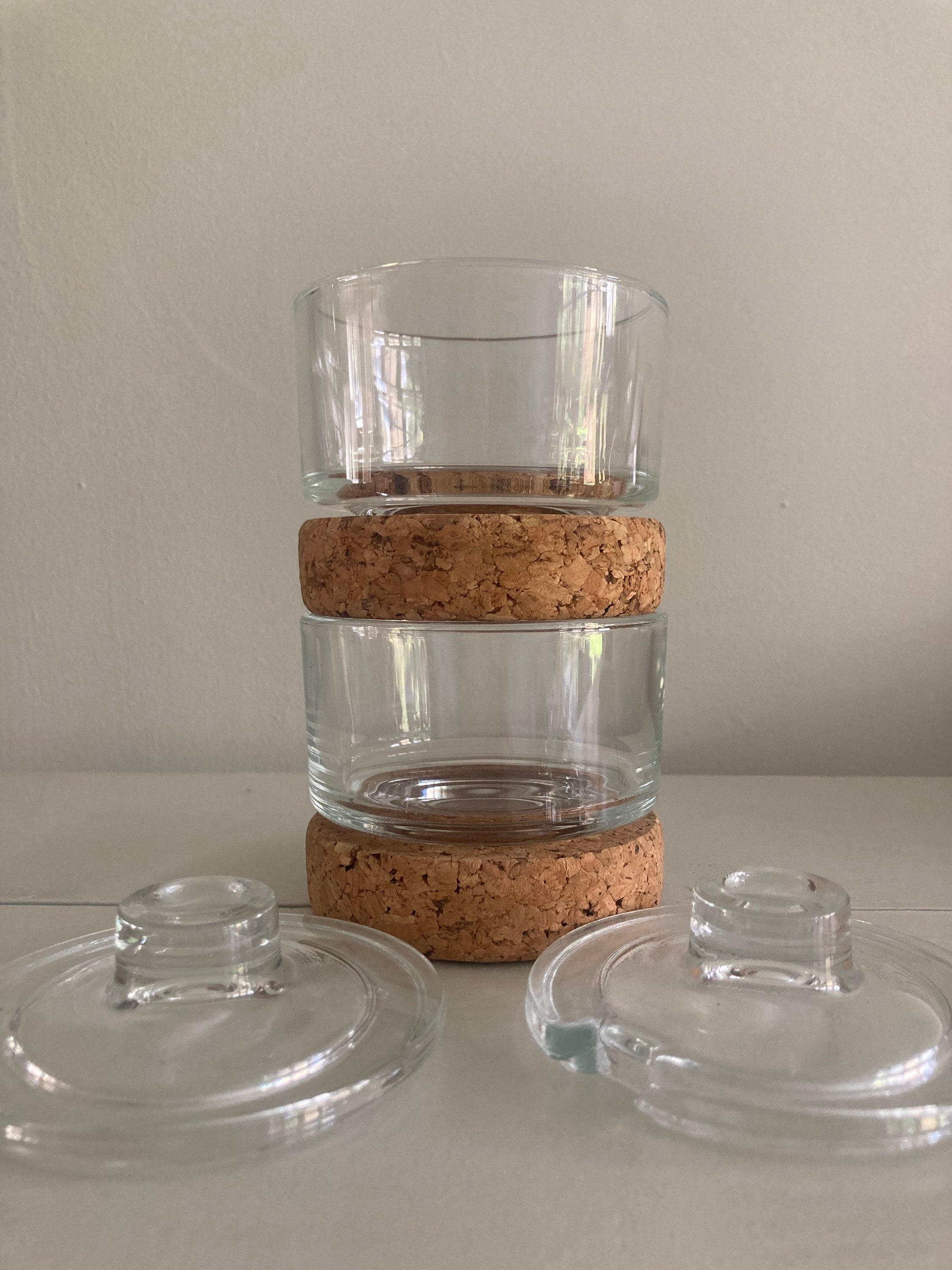 A Pair of Vintage Swedish Glass Condiment Jars With Cork Base & Lids - Etsy