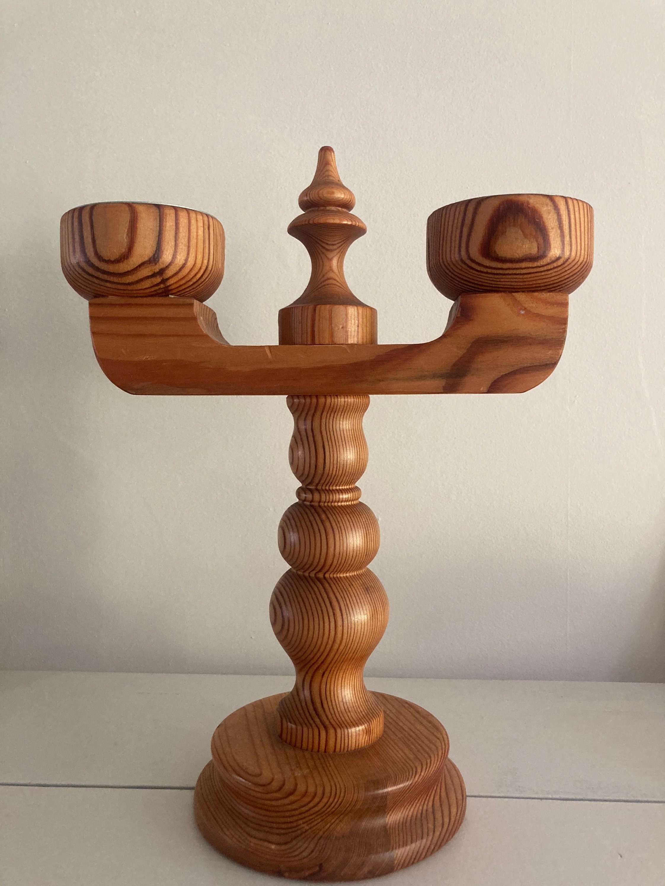 Two Armed Pine Candelabra by Stig Johnsson for Smålandsslöjd, Sweden - Etsy