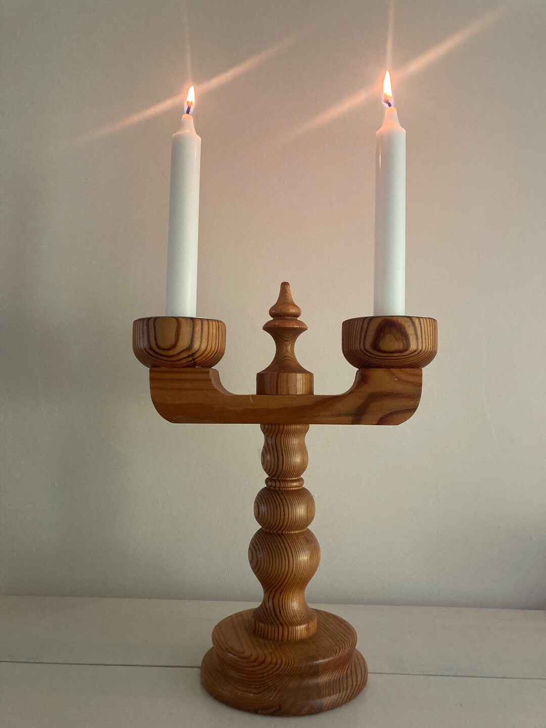 Two Armed Pine Candelabra by Stig Johnsson for Smålandsslöjd, Sweden - Etsy