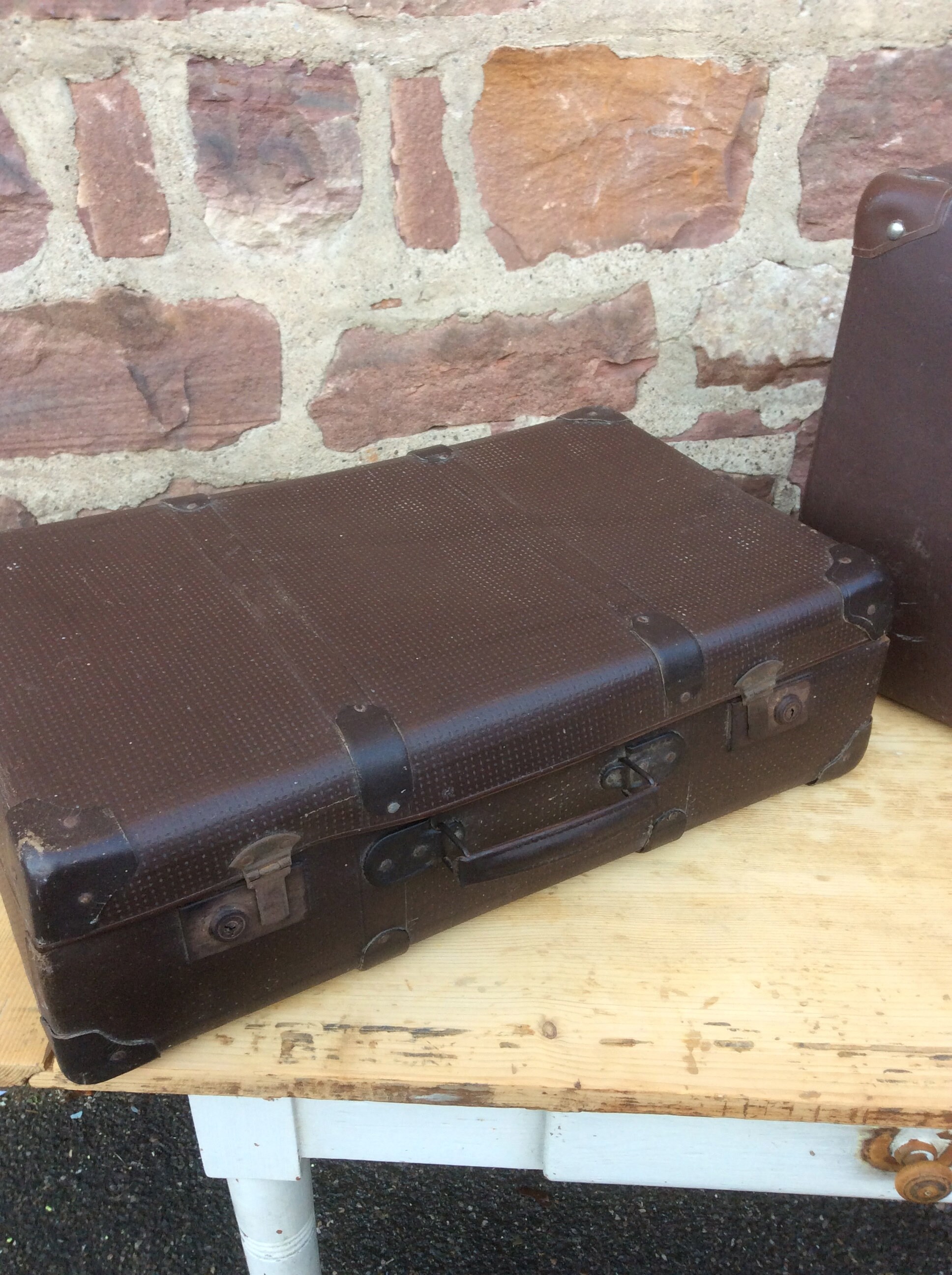 Set of 2 Vintage Luggage Suitcases 50s Vintage French Luggage Suitcase ...