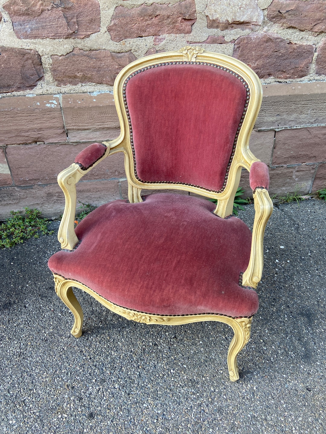 Sublime French Chair Louis XV Style Vintage Cabriolet Velvet ...
