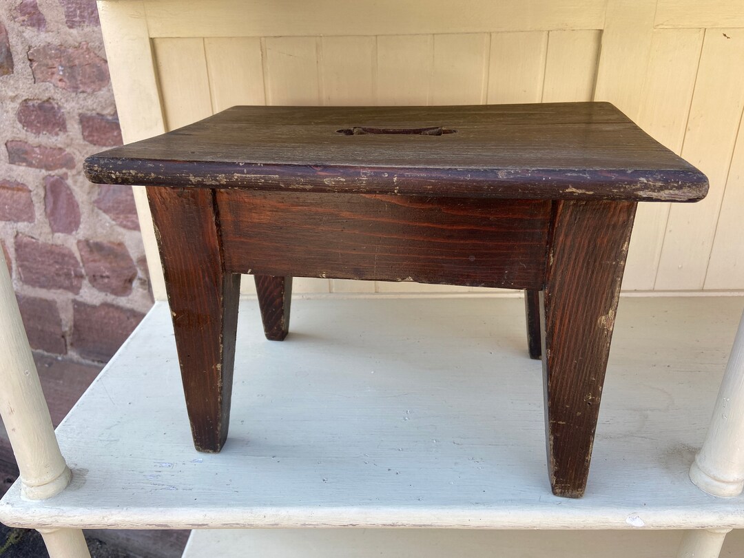French Farmer Wooden LOUIS XVI Stool Farmhouse Stool in Vintage Wood ...