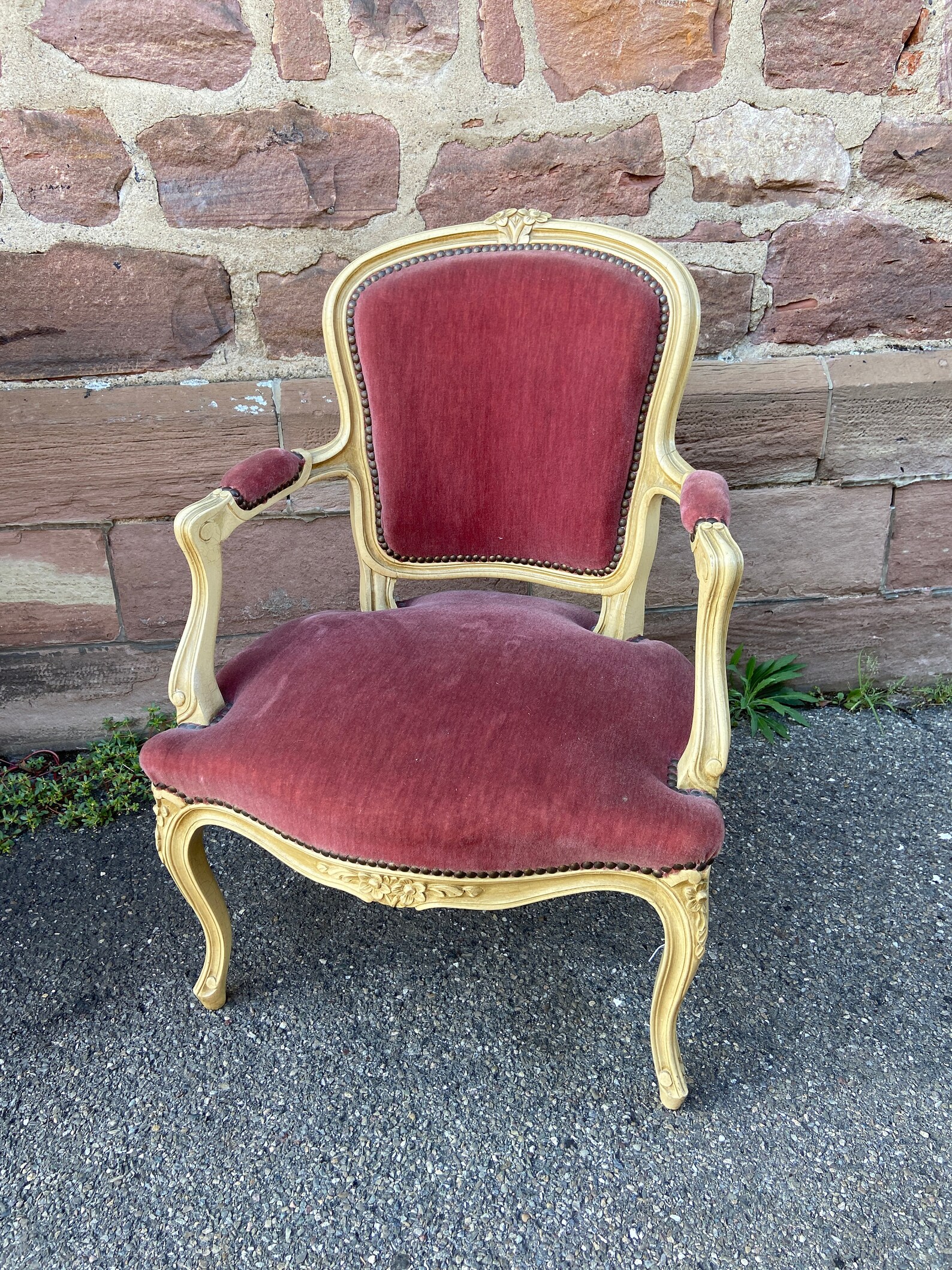 Sublime French Chair Louis XV Style Vintage Cabriolet Velvet ...