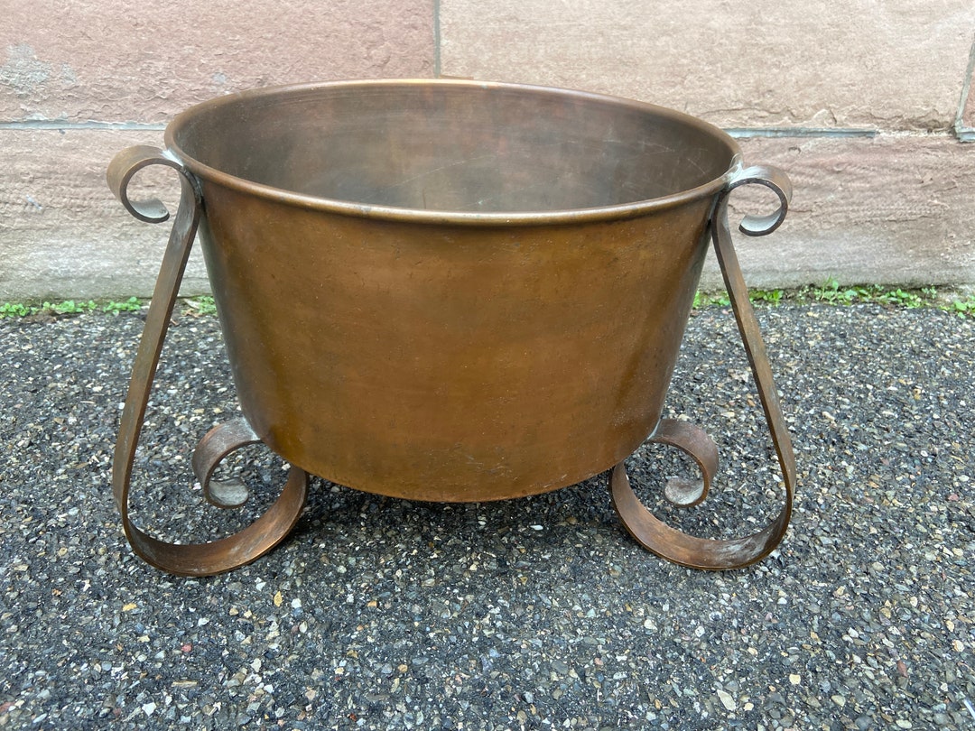Vintage French Antique Hammered Big Cauldron Plant's Pot Cover ...