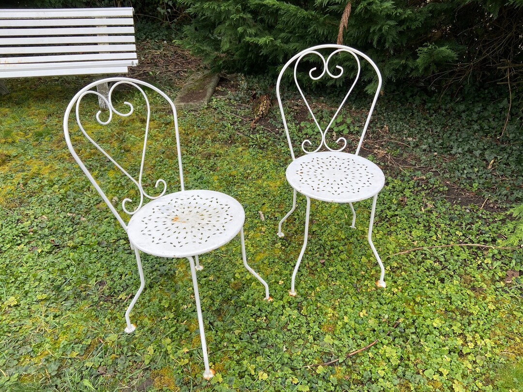 2 French Vintage Metal Garden Lounge Chairs Garden Patio Set 1960s ...