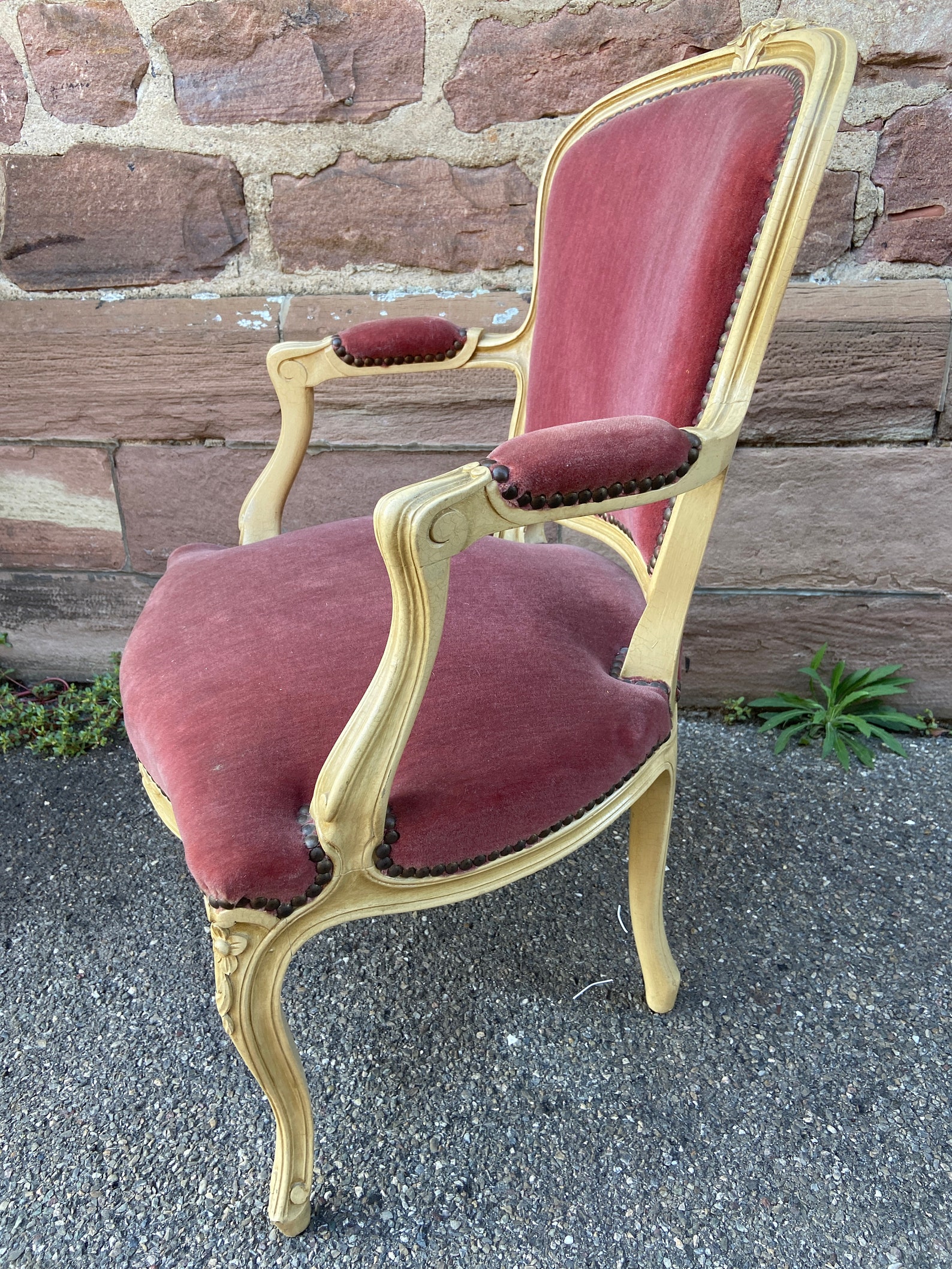 Sublime French Chair Louis XV Style Vintage Cabriolet Velvet ...