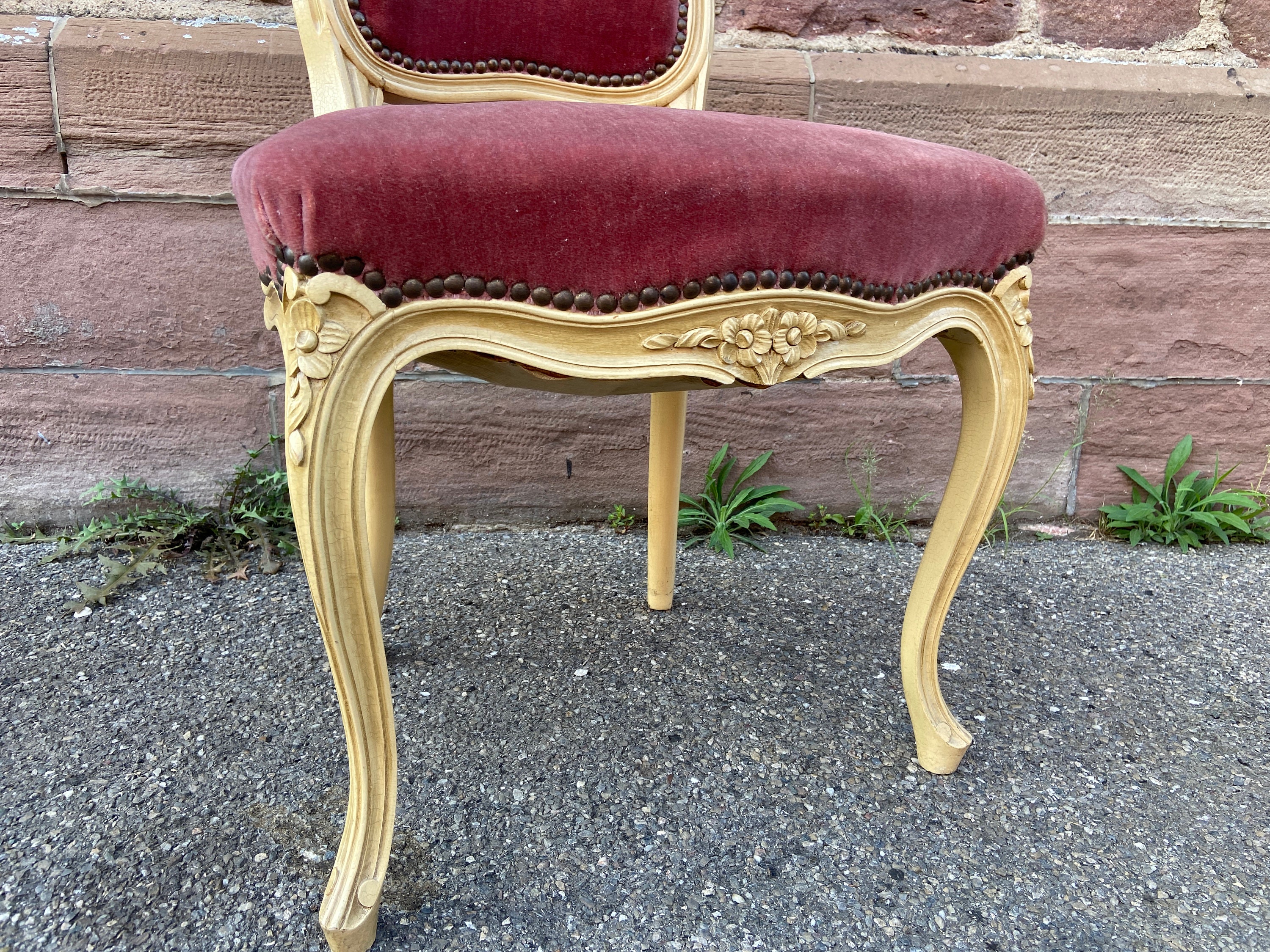 Sublime French Chair Louis XV Style Vintage Cabriolet Velvet ...