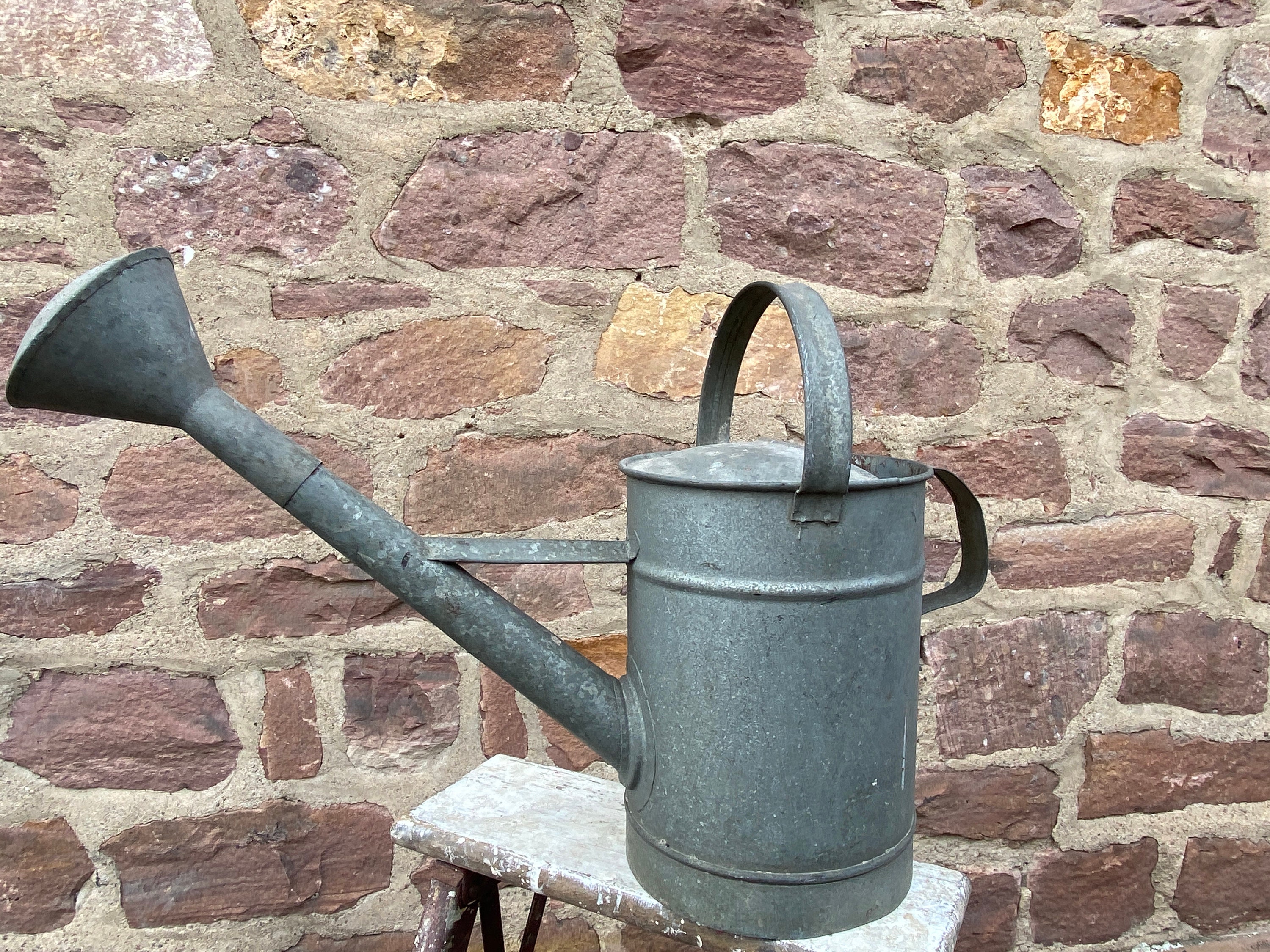 Vintage French Galvanized Watering Can XL 10 Liter Watering Can - Etsy