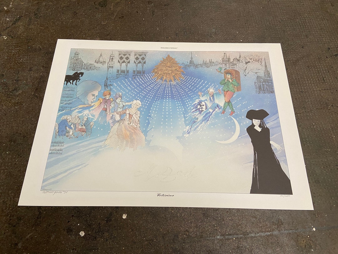 Real Engraving Print Image of Epinal Mozart 1991 Signed Antonio Gacia ...