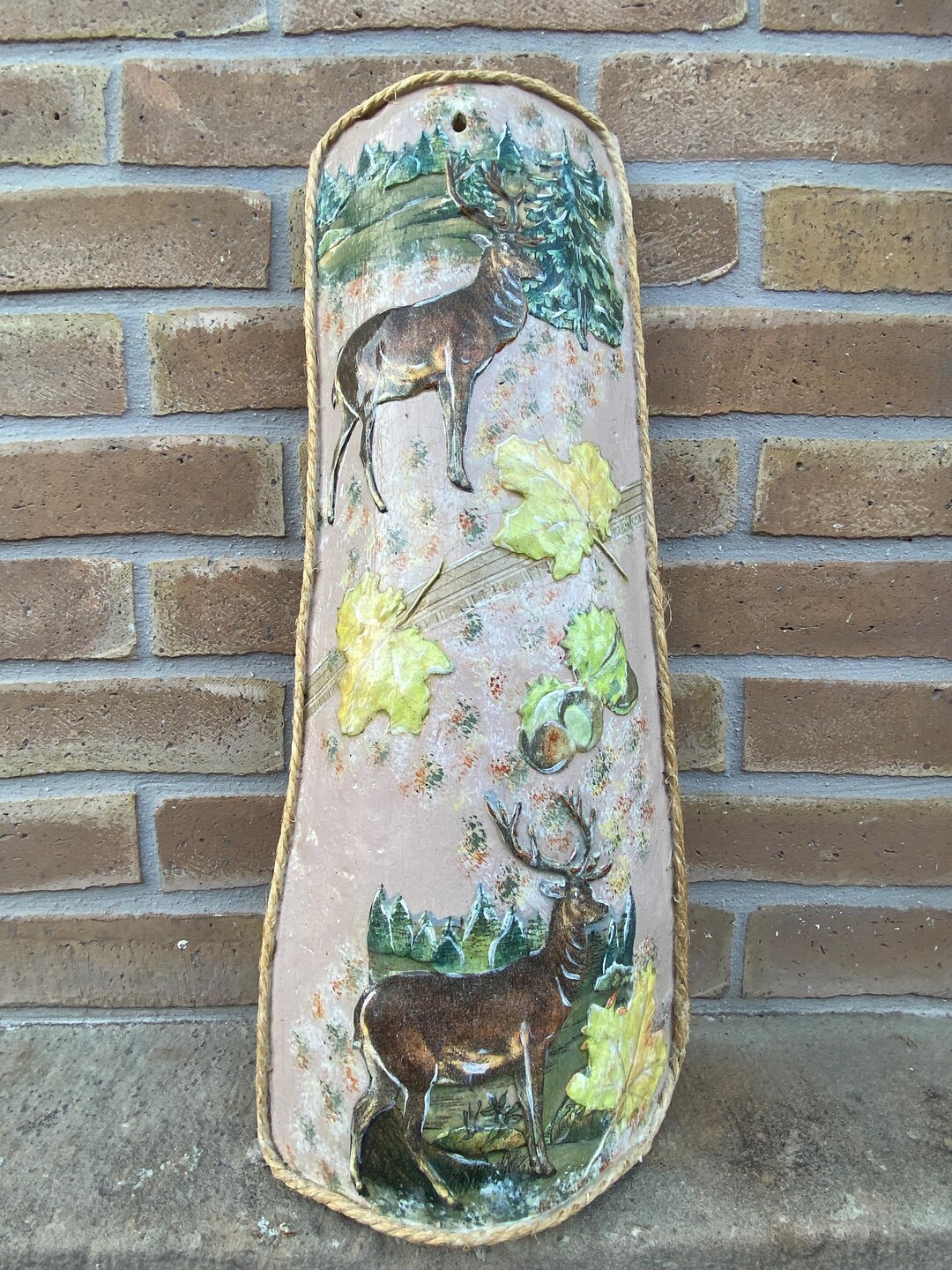 Magnificent Painted Terracotta Roof Tile With a French Deer Hunting ...