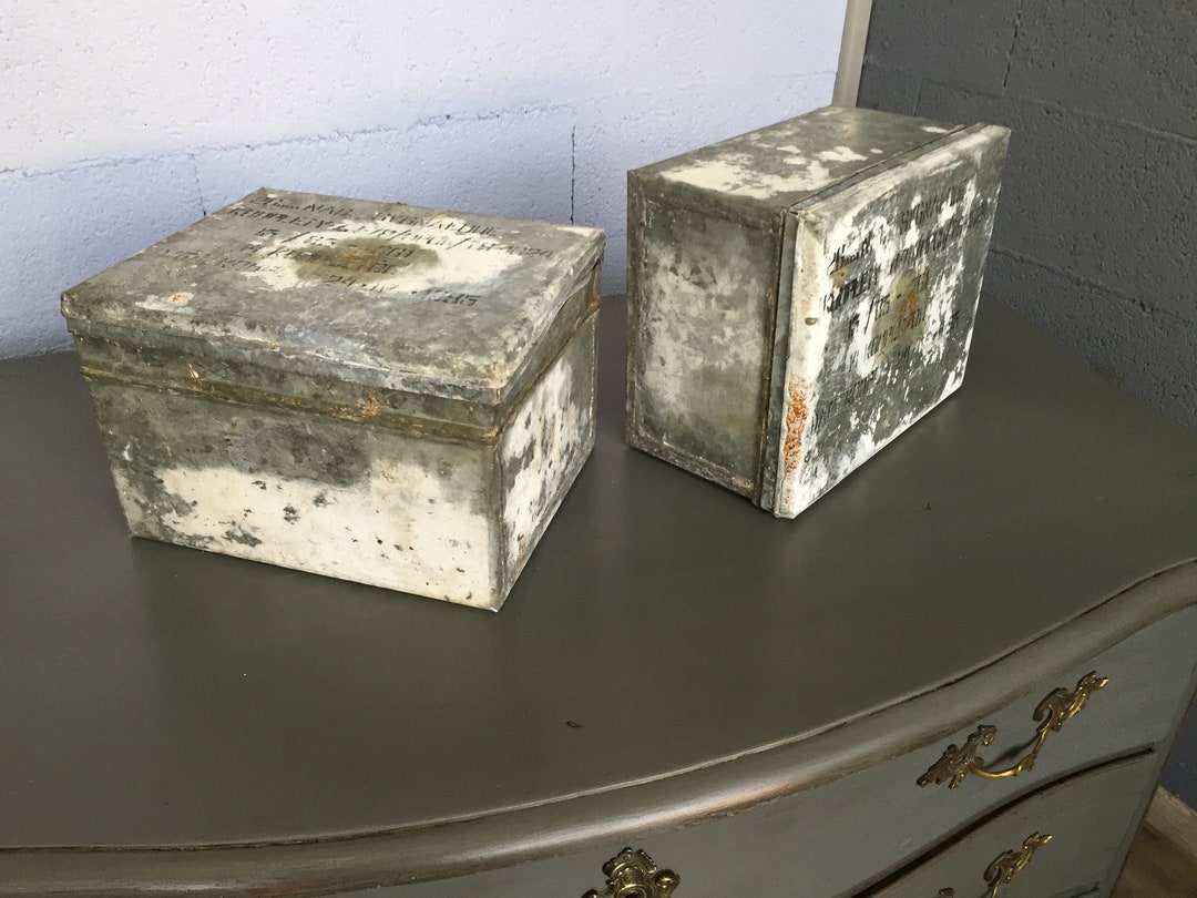 Vintage Metal Boxes Canister / Lid - Etsy