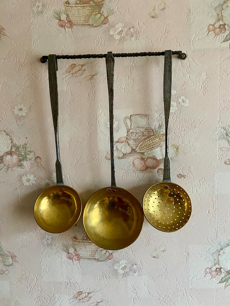 Set of 3 Vintage French Brass Kitchen Tools Brass Kitchen Utensils 20th ...