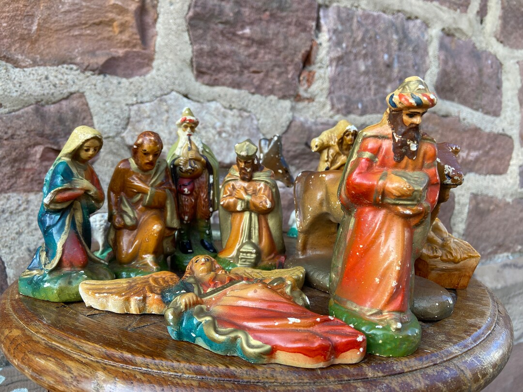 Antique Lot of Vintage French Retro Assorted Santons Christmas Nativity ...