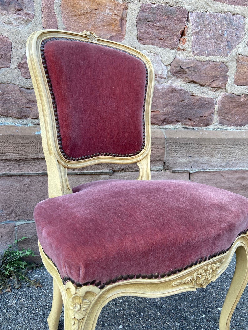 Sublime French Chair Louis XV Style Vintage Cabriolet Velvet ...