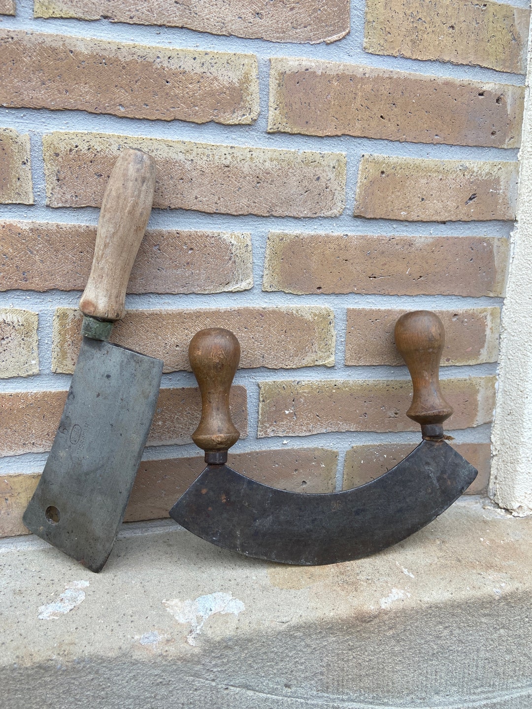 Set of 2 TOOLS Cutting Axes Butcher Antique 1900 Folk Art Partelet ...