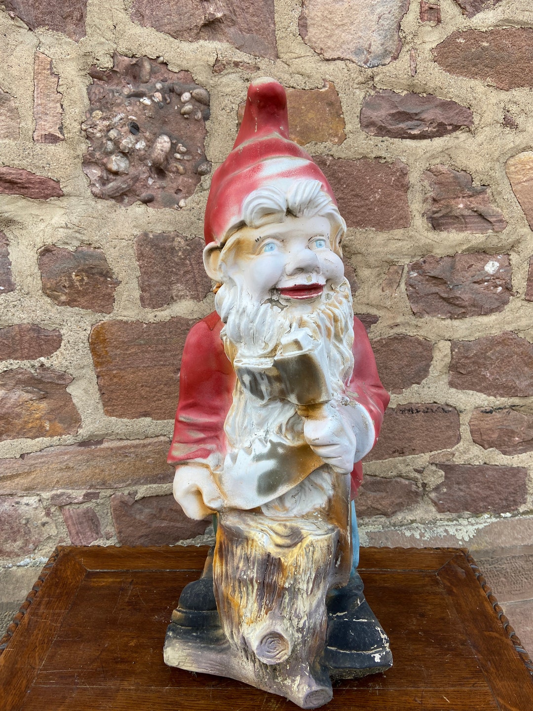 Vintage XL 1960's French Plastic Garden Dwarf Garden Gnome Statue ...