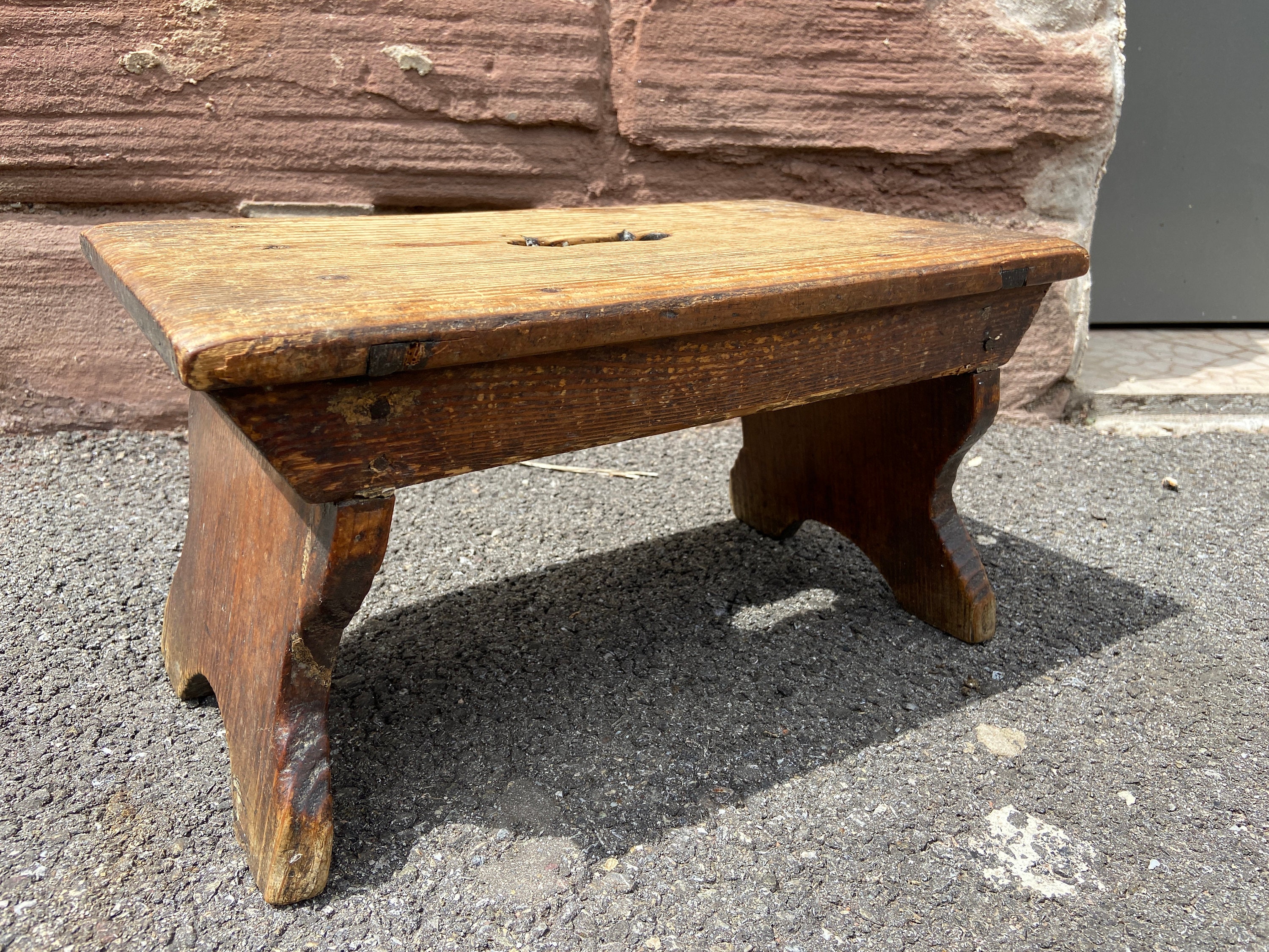 French Farmer Wooden Stool Tabouret De Ferme En Bois Vintage Footstool ...
