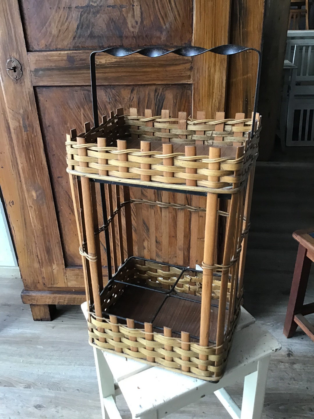 Mini Vintage Bar aus Rattan aus den 60er Jahren Etsy