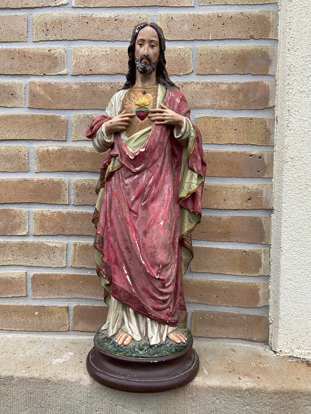 Religious Statue Jesus Christ Polychrome Platre Vintage 1900s French ...