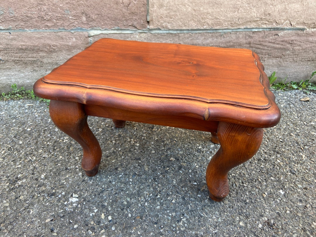 VINTAGE French Louis XV Country Footstool Footrest Hocker Stool WOOD ...
