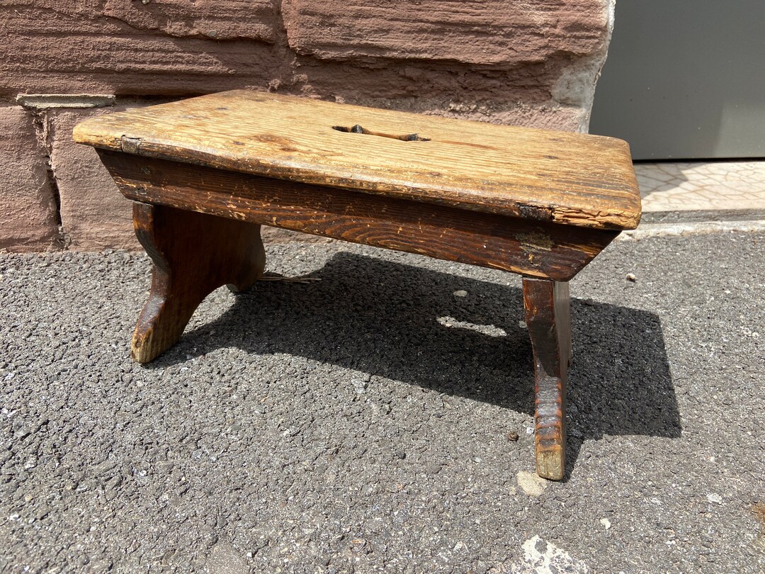 French Farmer Wooden Stool Tabouret De Ferme En Bois Vintage Footstool ...