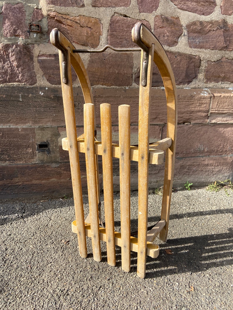 Ref 419 French Vintage Old Wood Sled Sleigh Old Alsace Christmas ...