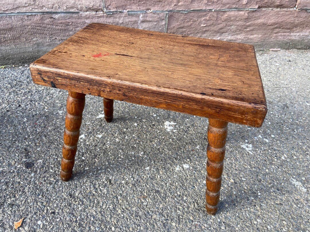 French Farmer Wooden Stool Wooden Farm Stool Vintage Footstool Rustical ...