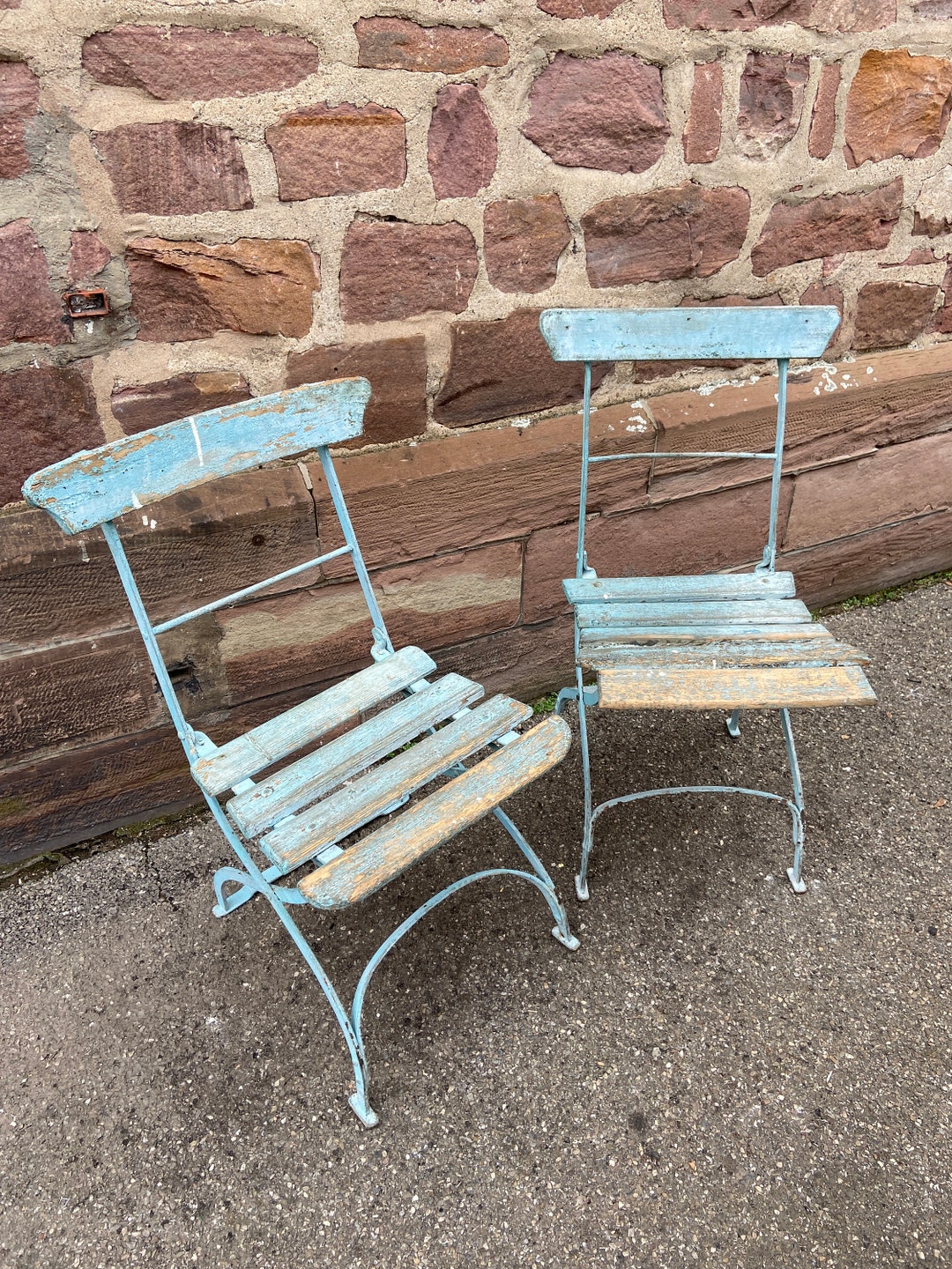 Pair of Folding Troquet Chairs Garden Brasserie Restaurant Terrace Bar ...