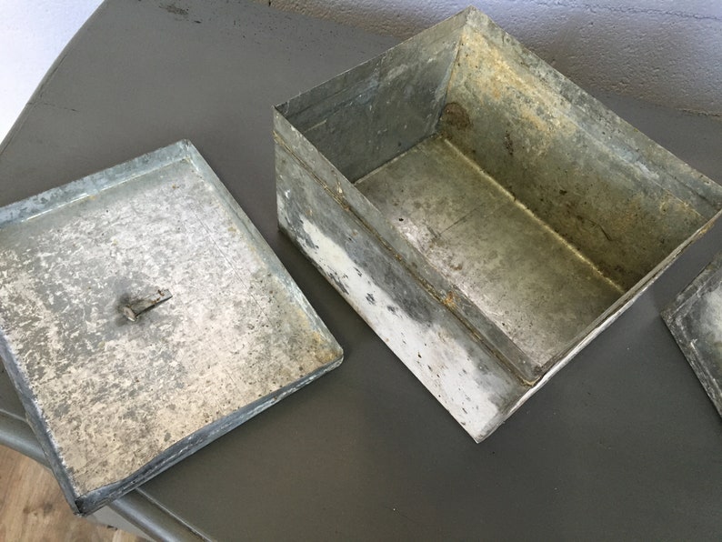 Vintage Metal Boxes Canister / Lid - Etsy