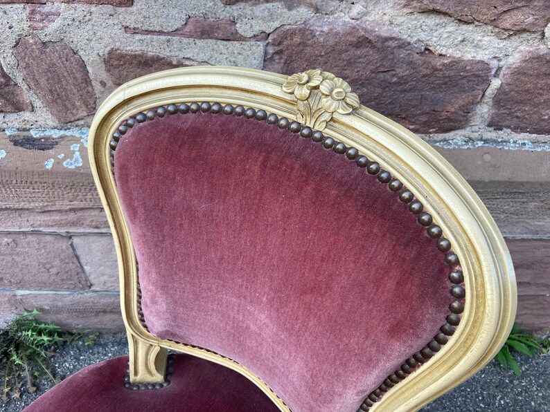 Sublime French Chair Louis XV Style Vintage Cabriolet Velvet ...