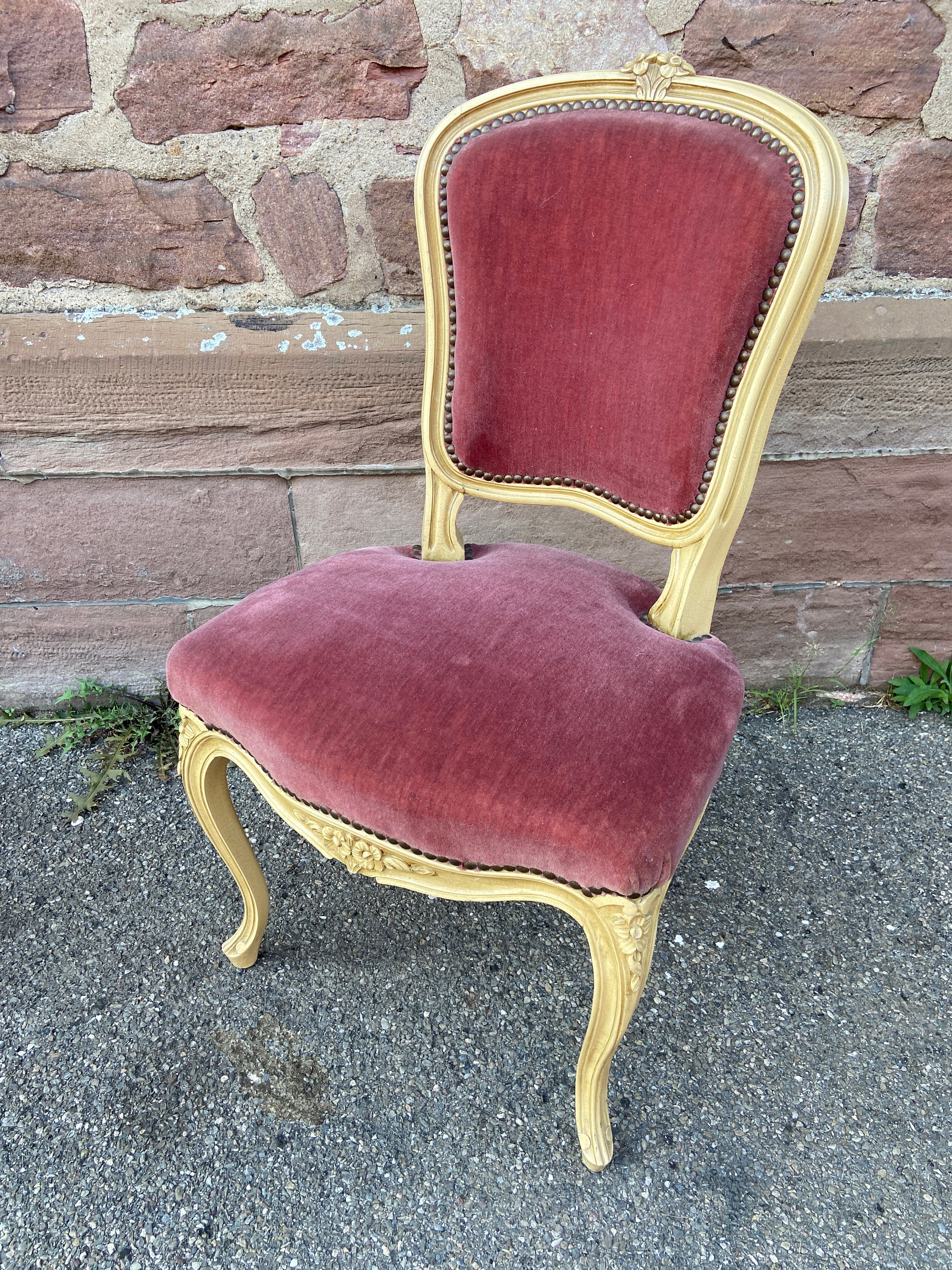 Sublime French Chair Louis XV Style Vintage Cabriolet Velvet ...