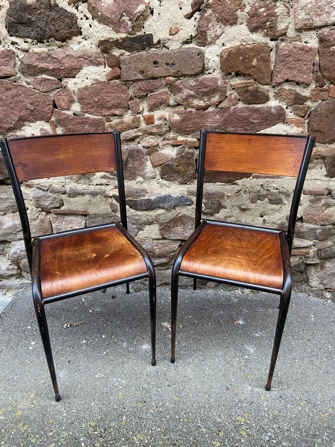 2 Mullca 510 Chairs Spindle Legs Sheath 50s French Chairs School Gaston ...