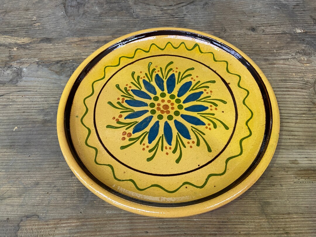 Vintage French Pottery Bowl Alsace France Yelloware Soufflenheim Folk ...