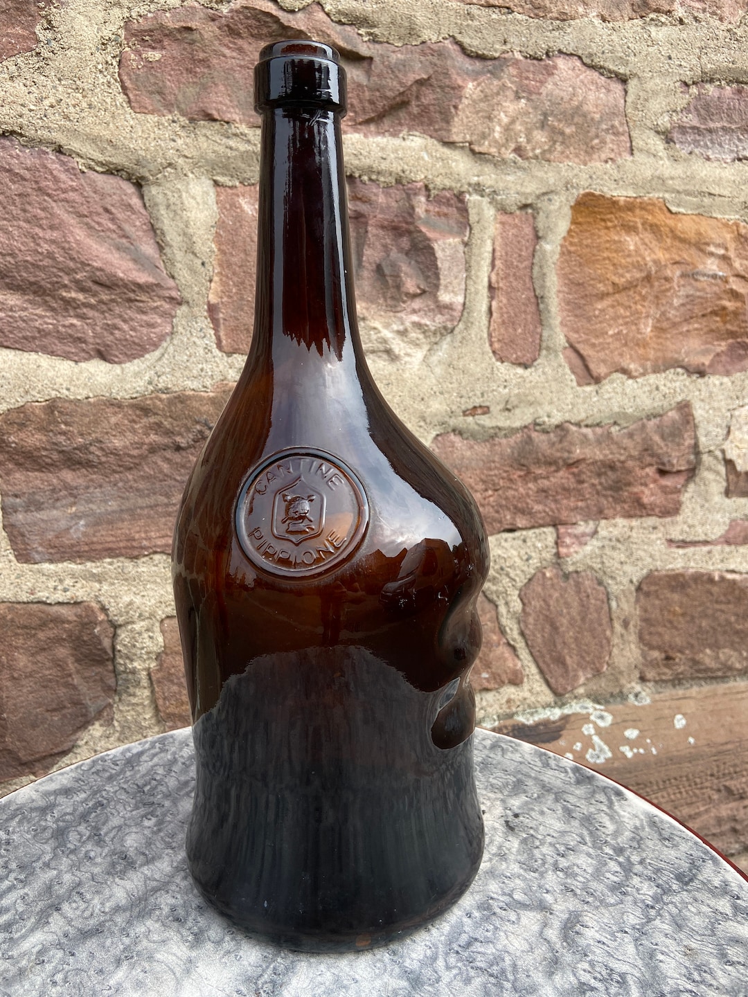 C-1960 Italian Barolo Cantine Pippione Wine Brown Amber Glass Demijohn ...
