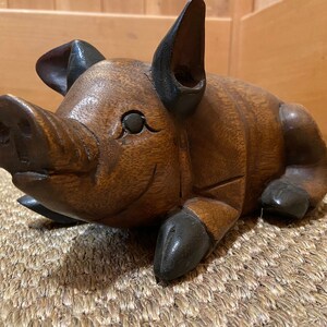 Vintage 1980's Carved Wood French Statue Old Pig Statue Butcher Shop in ...