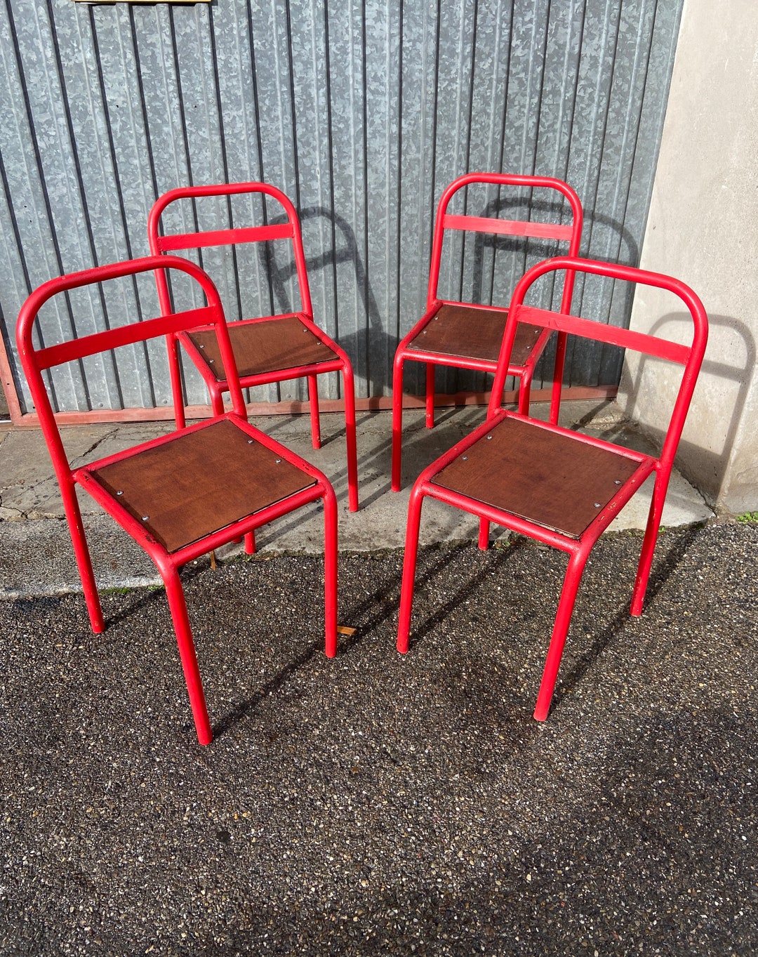 Set of 4 Tolix Chairs Bar Bistro Tivoli Iron Francisco Segarra Vintage ...