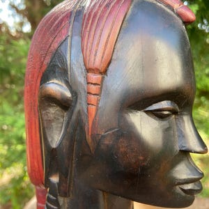VINTAGE African Tribal EBONY Head Bust Carved Bust MAASAI African Woman ...