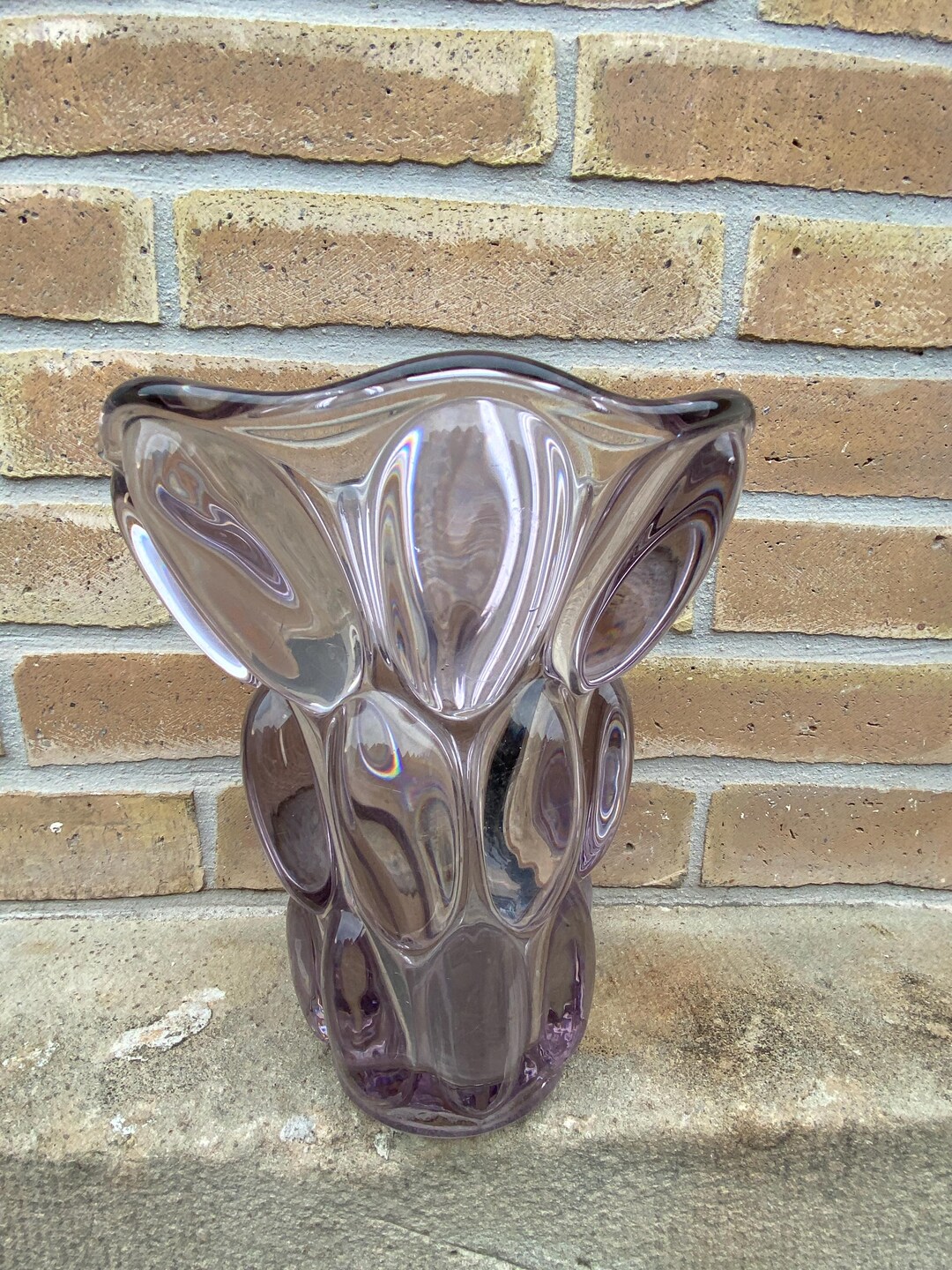 ART DECO Vase in Sevres Crystal, Etruscan Pattern, Purple Crystal, 50s ...