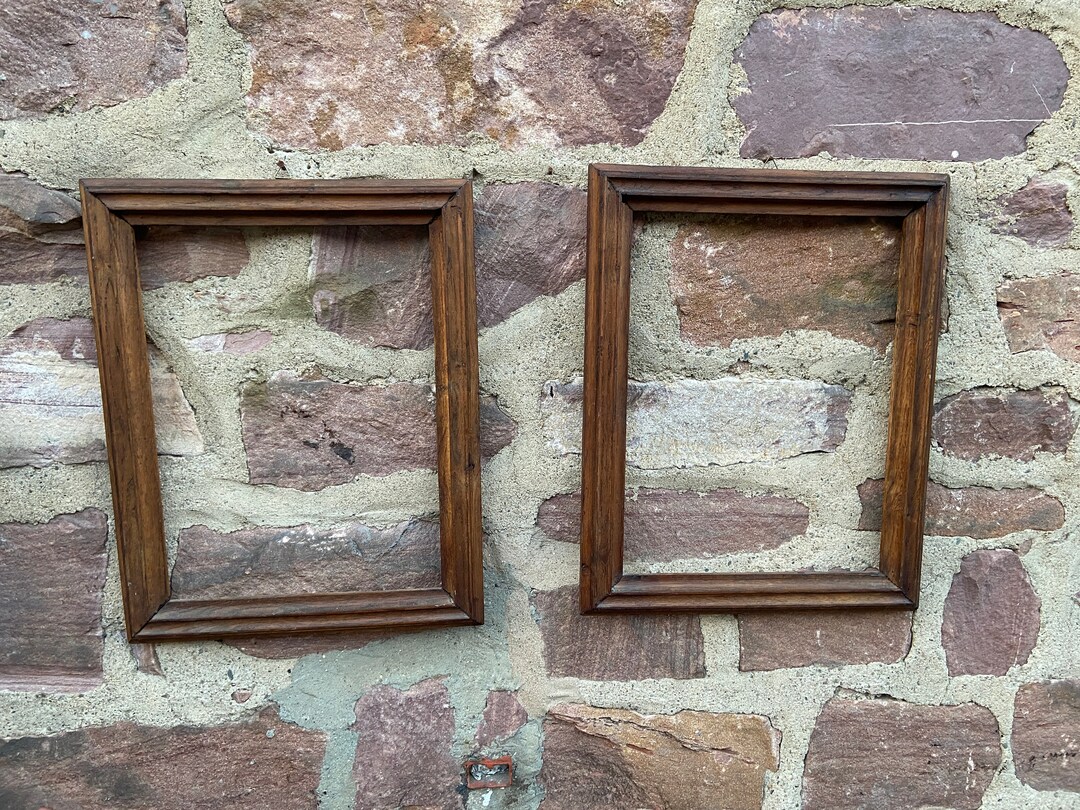 Pair of Vintage Wood Oak Art Deco Picture Frames Antique French Alsace ...