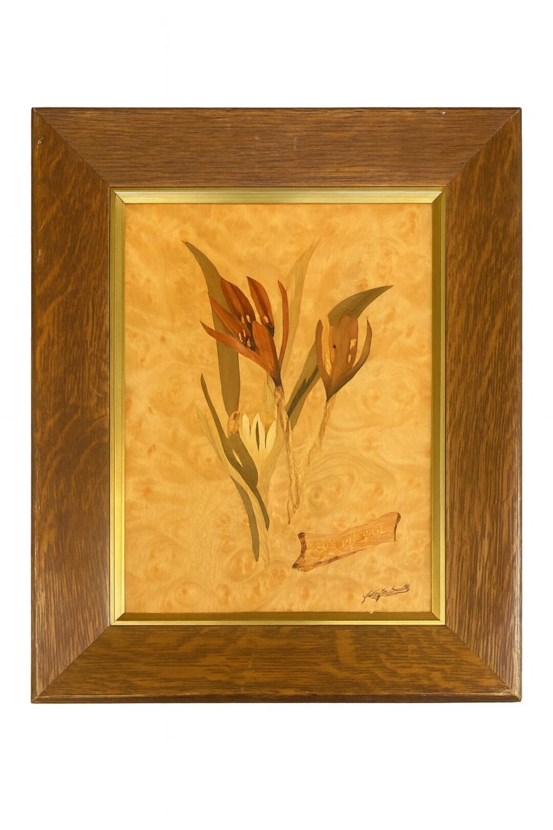 Antique Alsatian Marquetry, Floral Motif of Colchicum, by Aufdenbruck ...