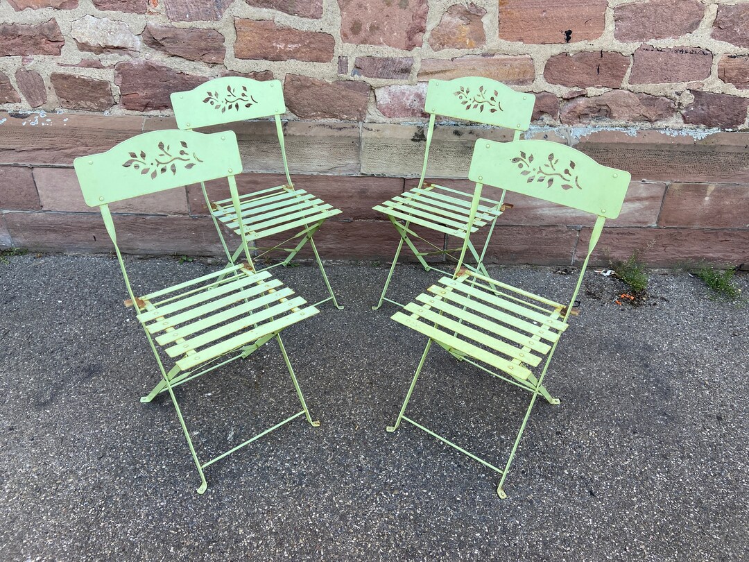 4 Folding Troquet Chairs Garden Brasserie Restaurant Terrace Bar Bistro ...