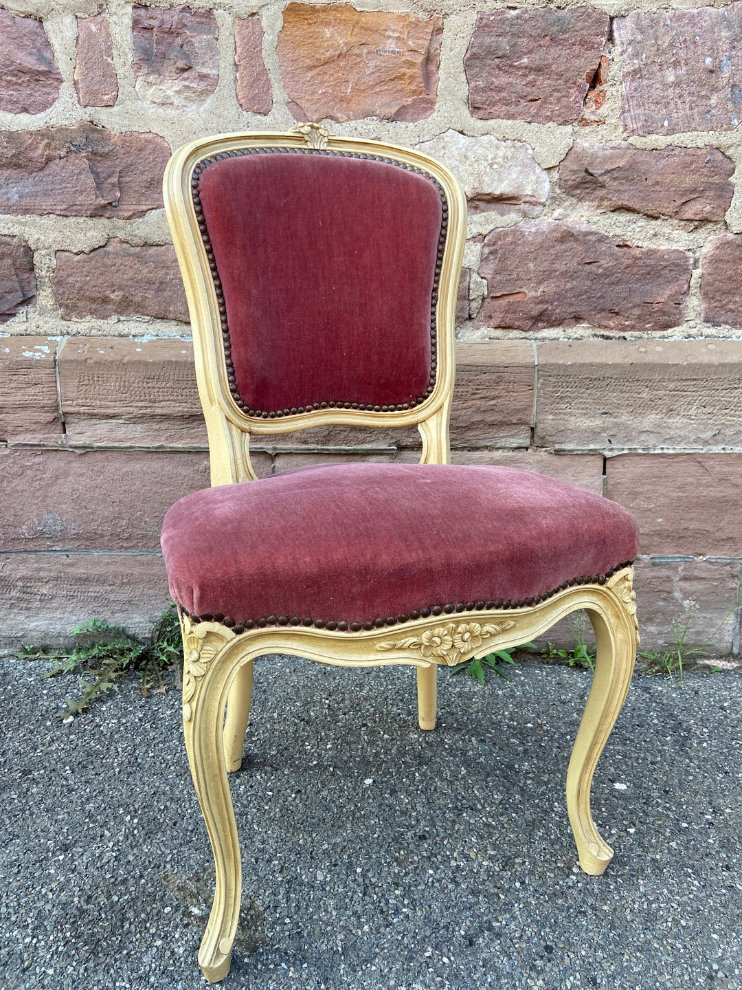 Sublime French Chair Louis XV Style Vintage Cabriolet Velvet ...