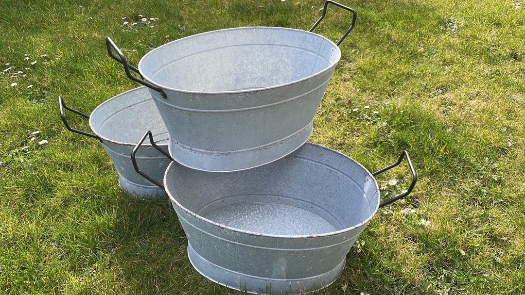 Washing Machine Basin Galvanized Zinc Vintage Tub Flower Box - Etsy