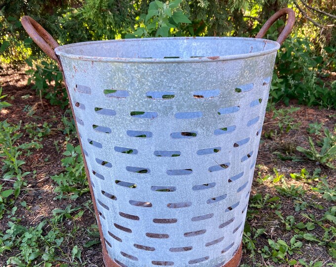 Ref LOG2 Rustic Olive Bucket/basket.farmhouse Decor, Storage, Flowers ...