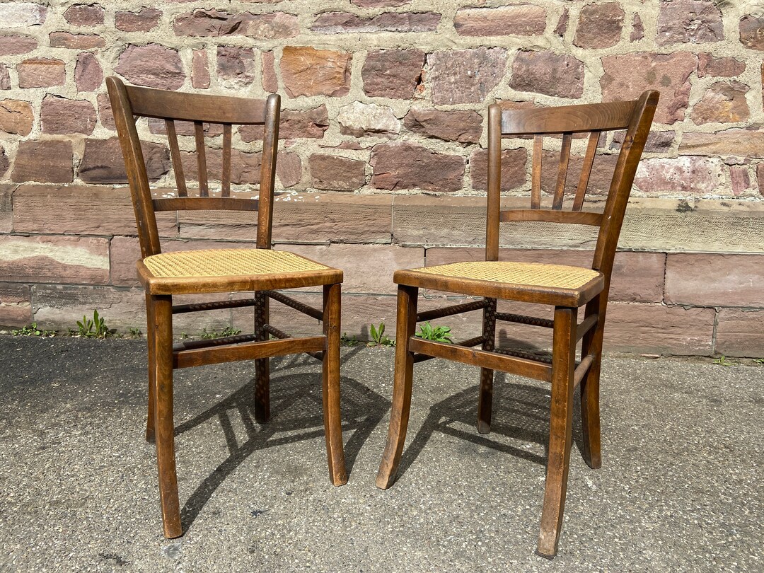 Ref 564 Pair of Peasant Bistro Chairs Vintage Farmer Cane Chairs French ...
