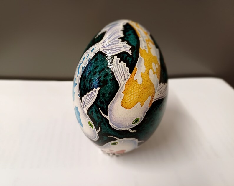 Koi Fish / Handmade Modern Easter Egg/ Modern Pysanka / Decorated Goose ...