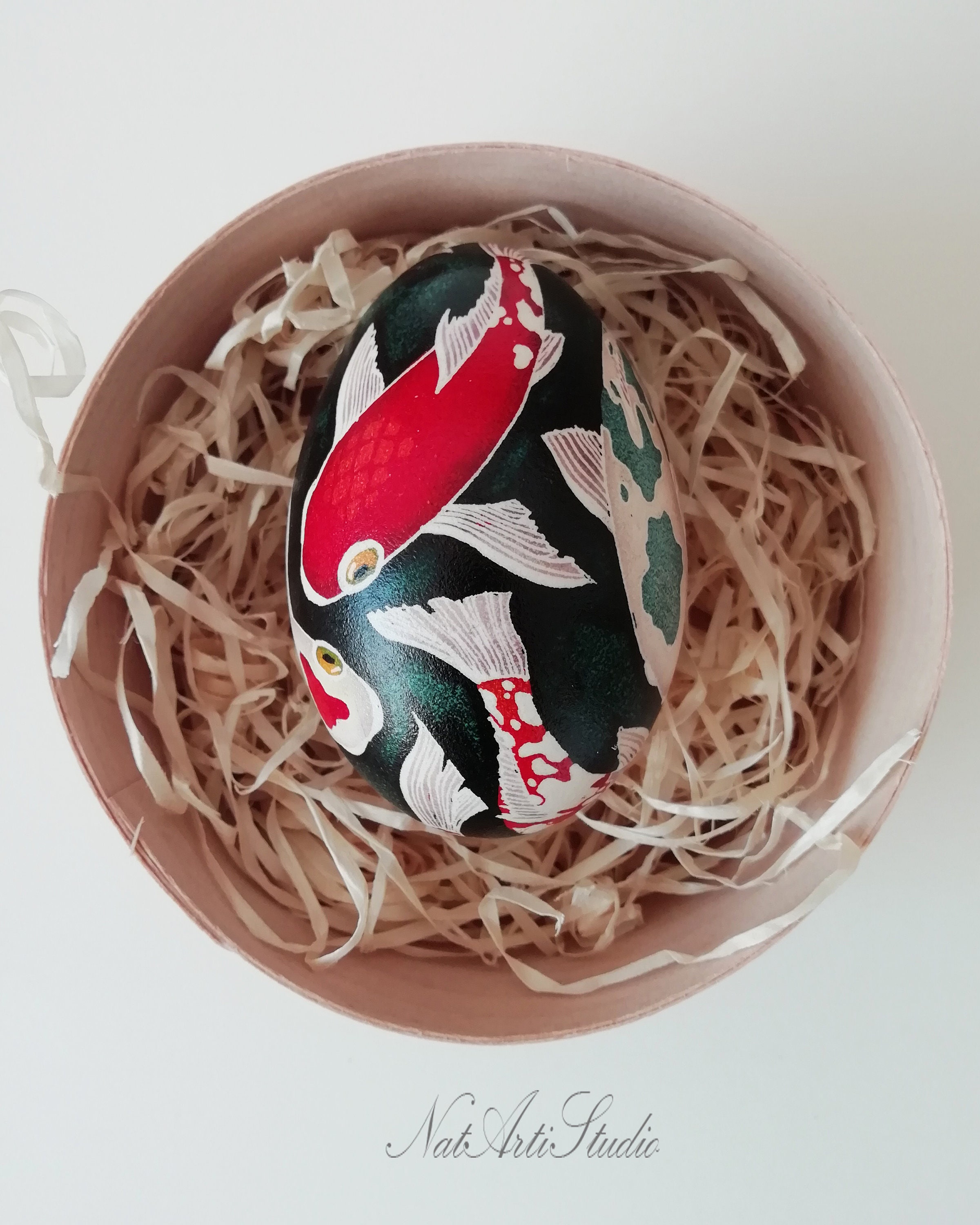 Koi Fish / Handmade Modern Easter Egg/ Modern Pysanka / Decorated Goose ...