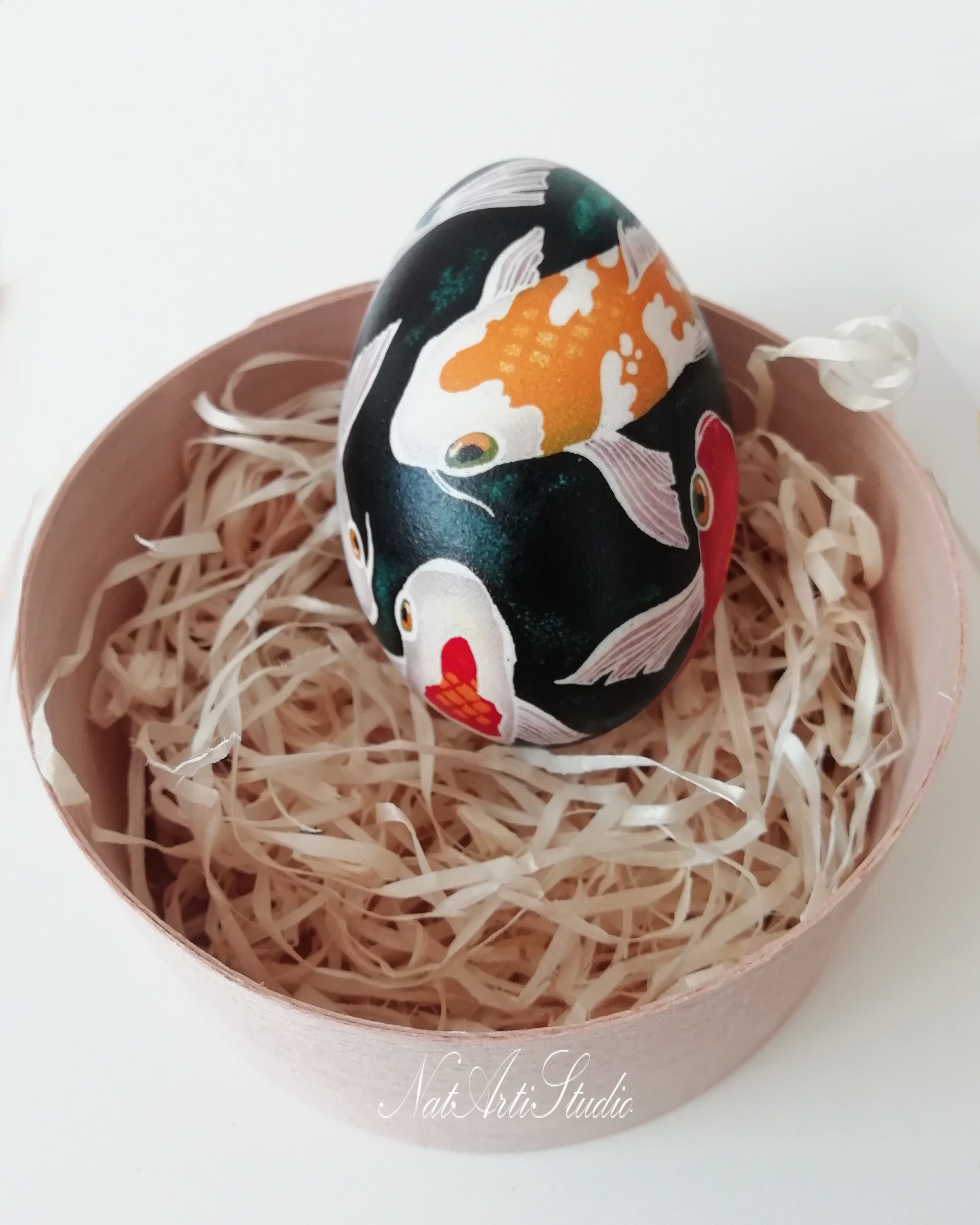 Koi Fish / Handmade Modern Easter Egg/ Modern Pysanka / Decorated Goose ...