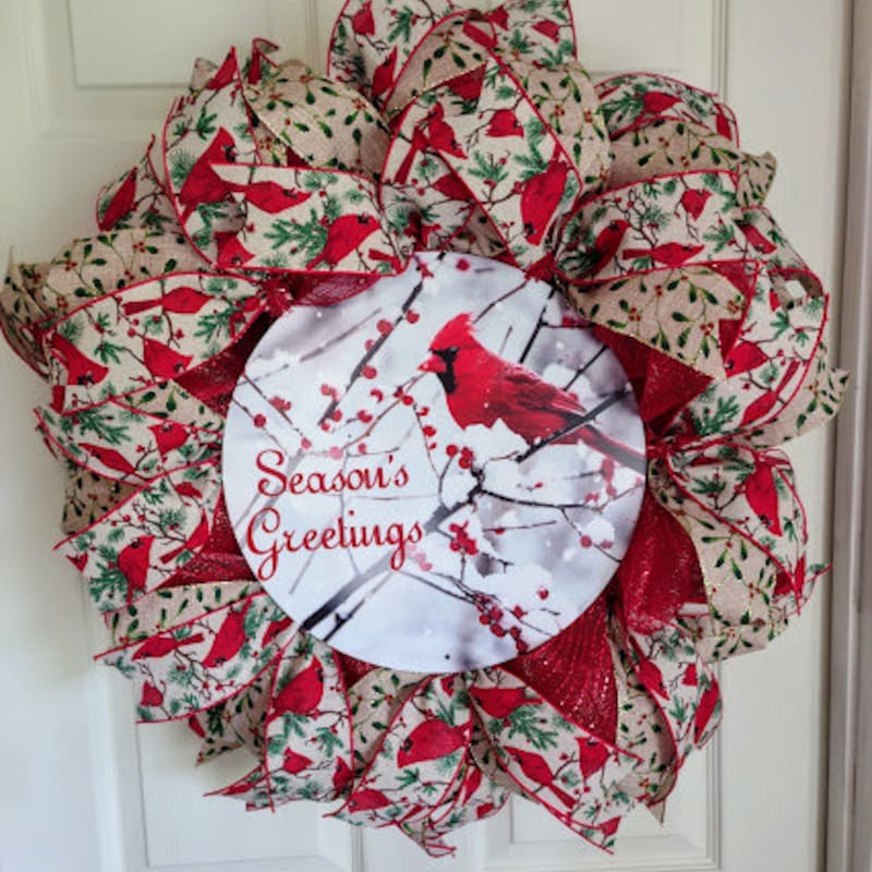 Cardinal Wreath - Etsy