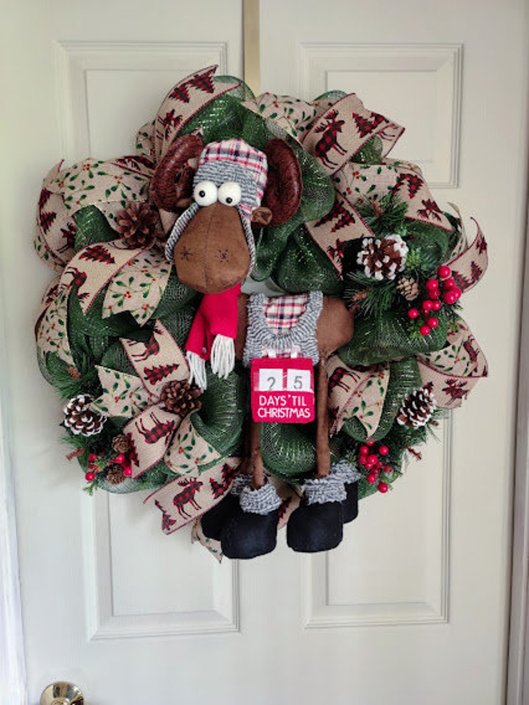 Moose Wreath Moose on Mesh Base Winter Wreath Cabin Decor - Etsy
